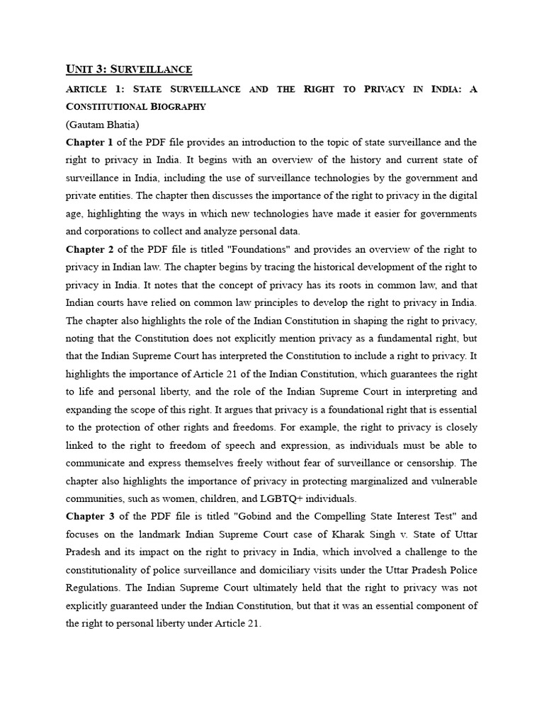 surveillance | PDF | Privacy | Right To Privacy