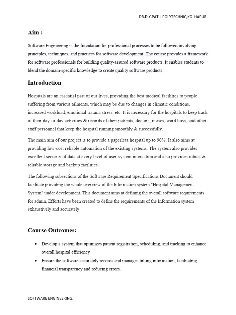 Hospital Management System Software Pdf Electronic Health Record