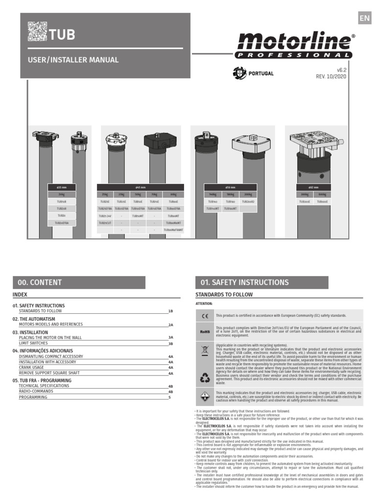 Manual de Utilizare Motor Automatizare Rulouri Motorline TUB25 | PDF ...
