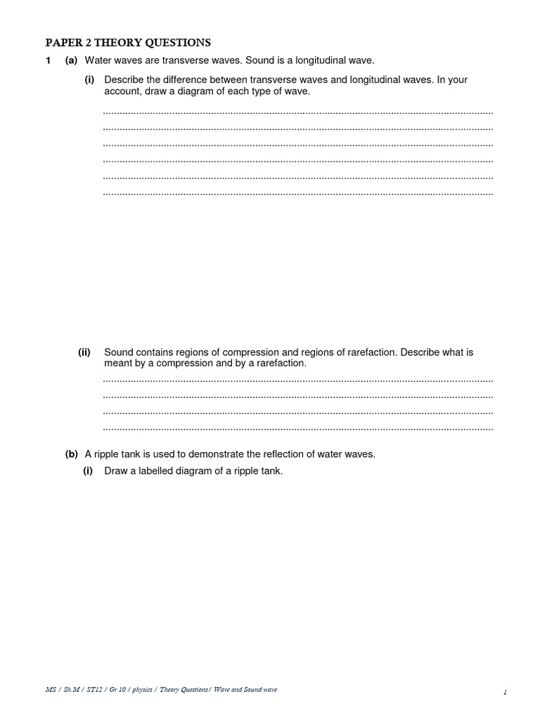 P2 Qs Wave Sound Wave Pdf Waves Sound