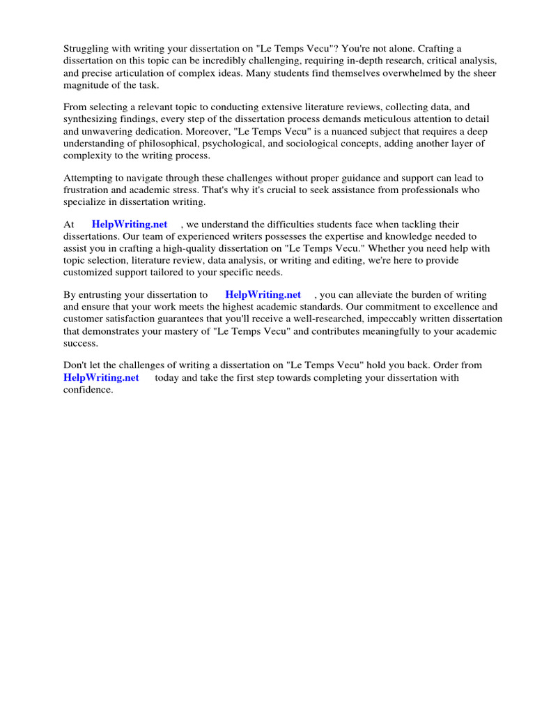 20 Dissertation Le Temps Vecu | PDF | Thesis | Information