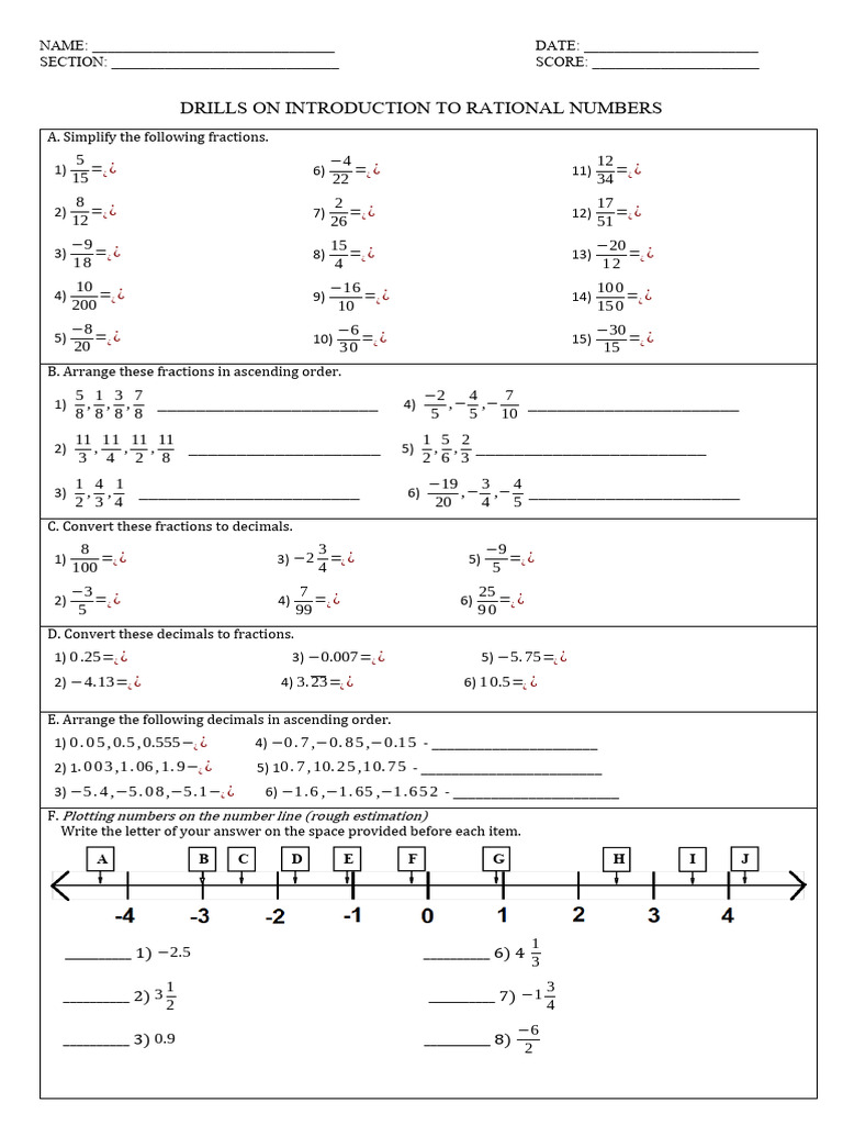 Rational Numbers Practice Drills | PDF | Mathematical Objects | Lexicology
