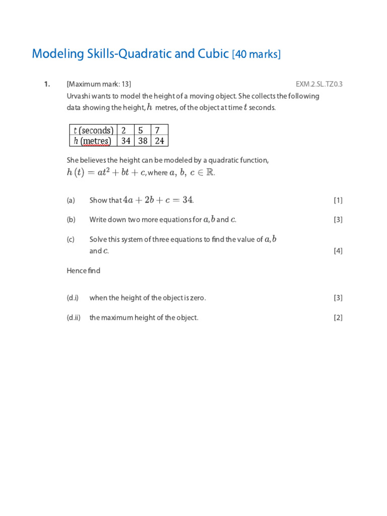 Modeling Skills-Quadratic and Cubic | PDF | Speed