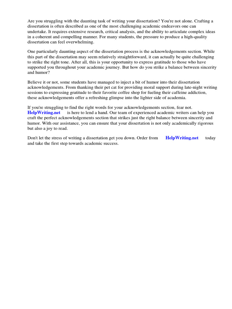 Funniest Dissertation Acknowledgements | PDF | Thesis | Gratitude