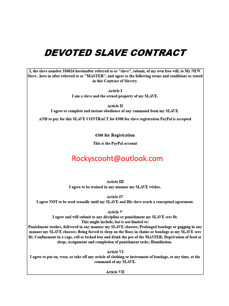 Devoted Slave Contract | Download Free PDF | Slavery