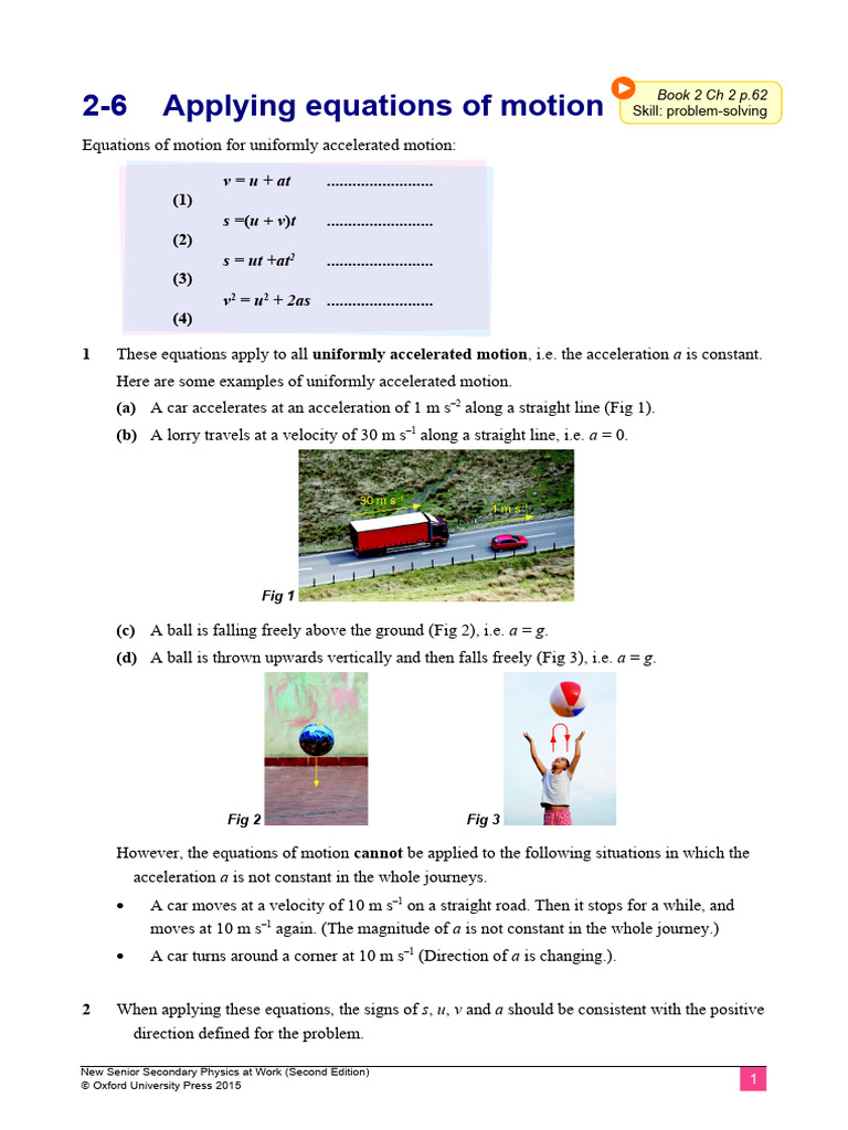 Equations of Motion for Uniform Acceleration | PDF | Equations Of ...