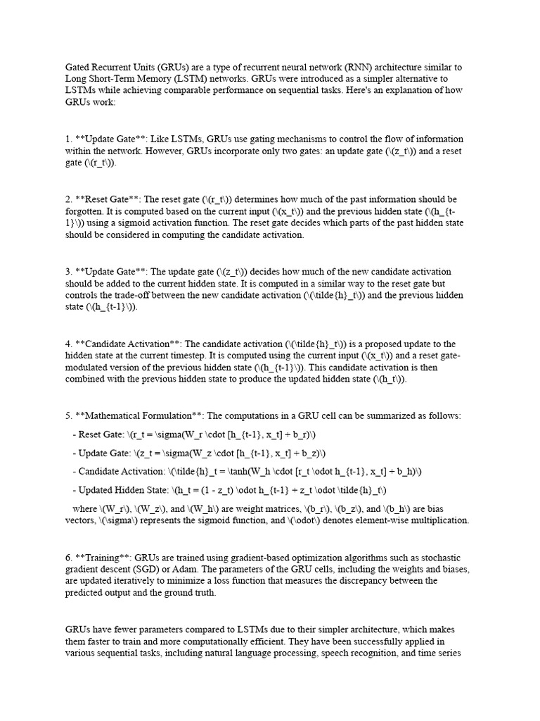 GRU | PDF | Applied Mathematics | Computational Neuroscience