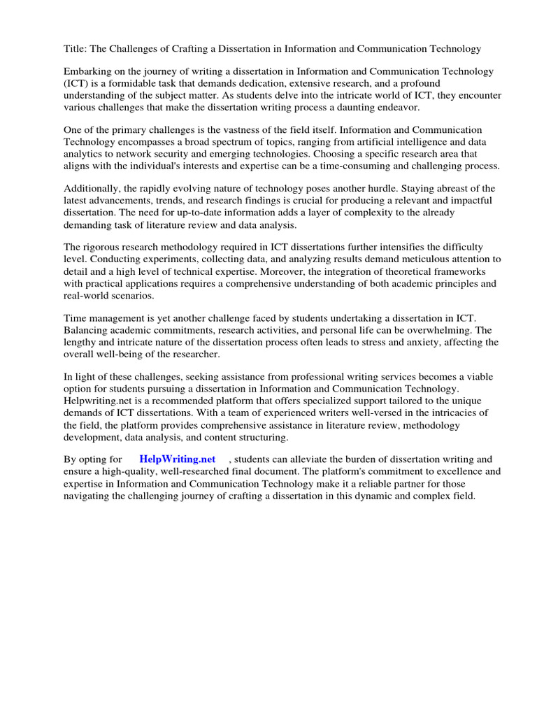 Dissertation Information and Communication Technology | PDF | Information And Communications ...