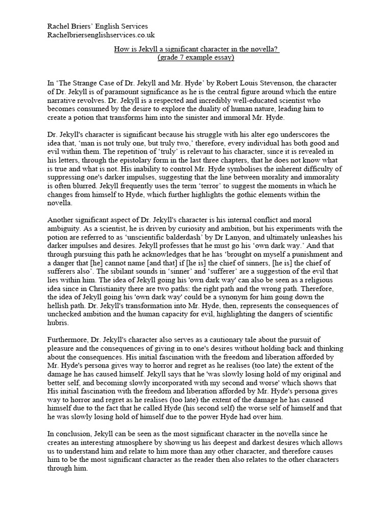 Grade 7 JEKYLL Essay | PDF | Strange Case Of Dr Jekyll And Mr Hyde | Dr ...
