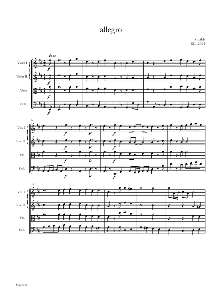 Allegro Vivaldi Suzuki Accomp. String Quartet | PDF