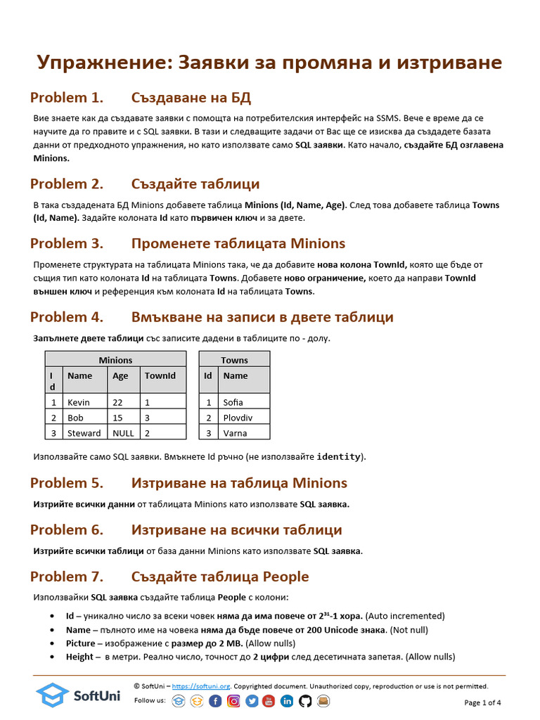 03 Query Basics Update Delete Exercises BG | PDF