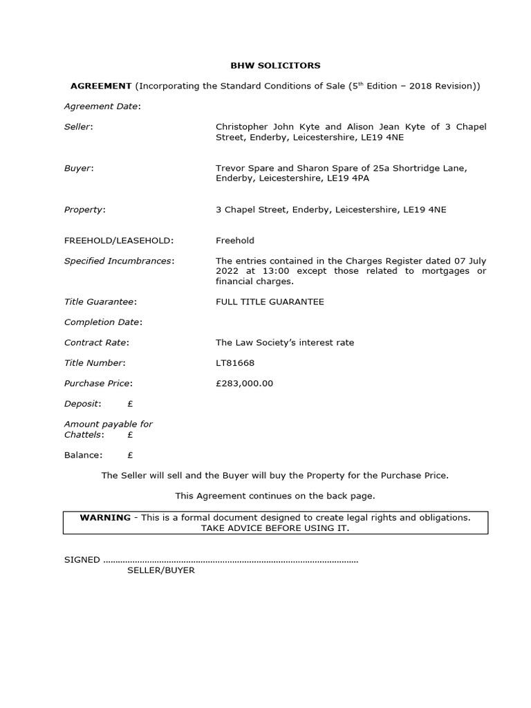 Contract.doc | PDF | Conveyancing | Contract Law
