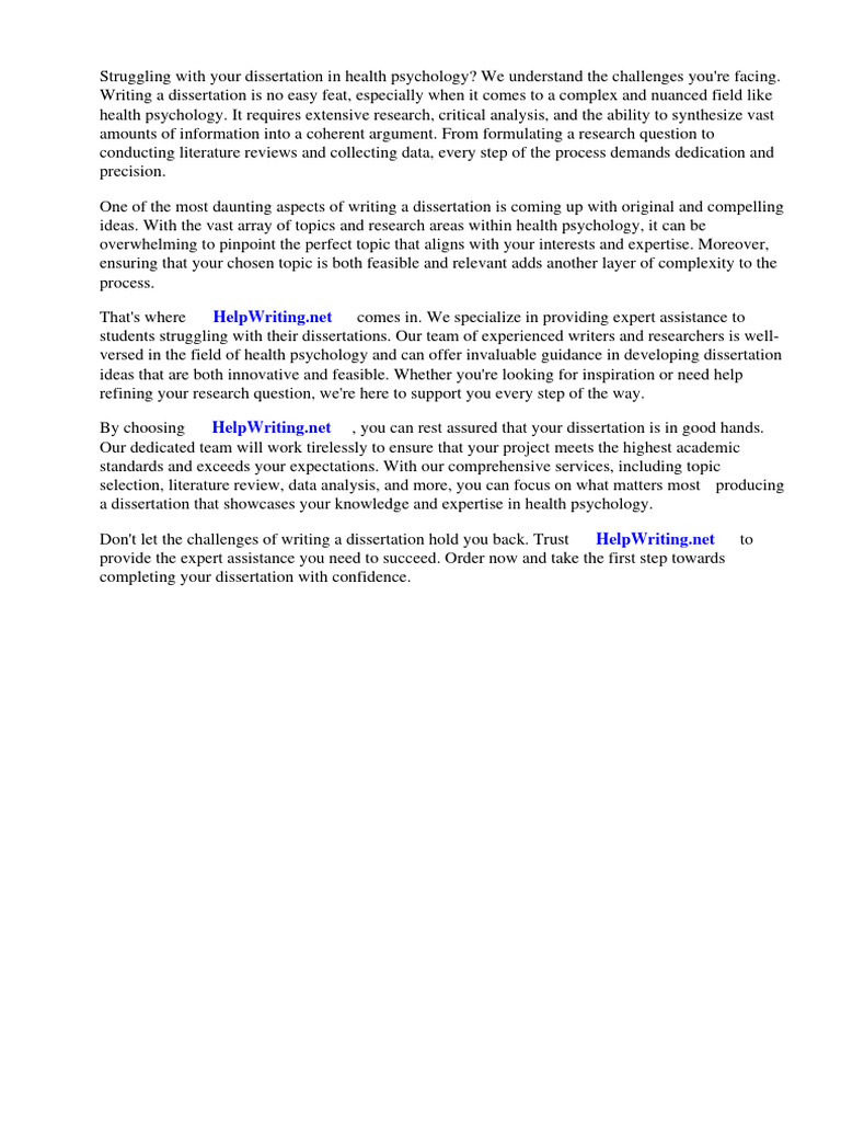 Dissertation Ideas in Health Psychology | PDF | Psychology | Social ...