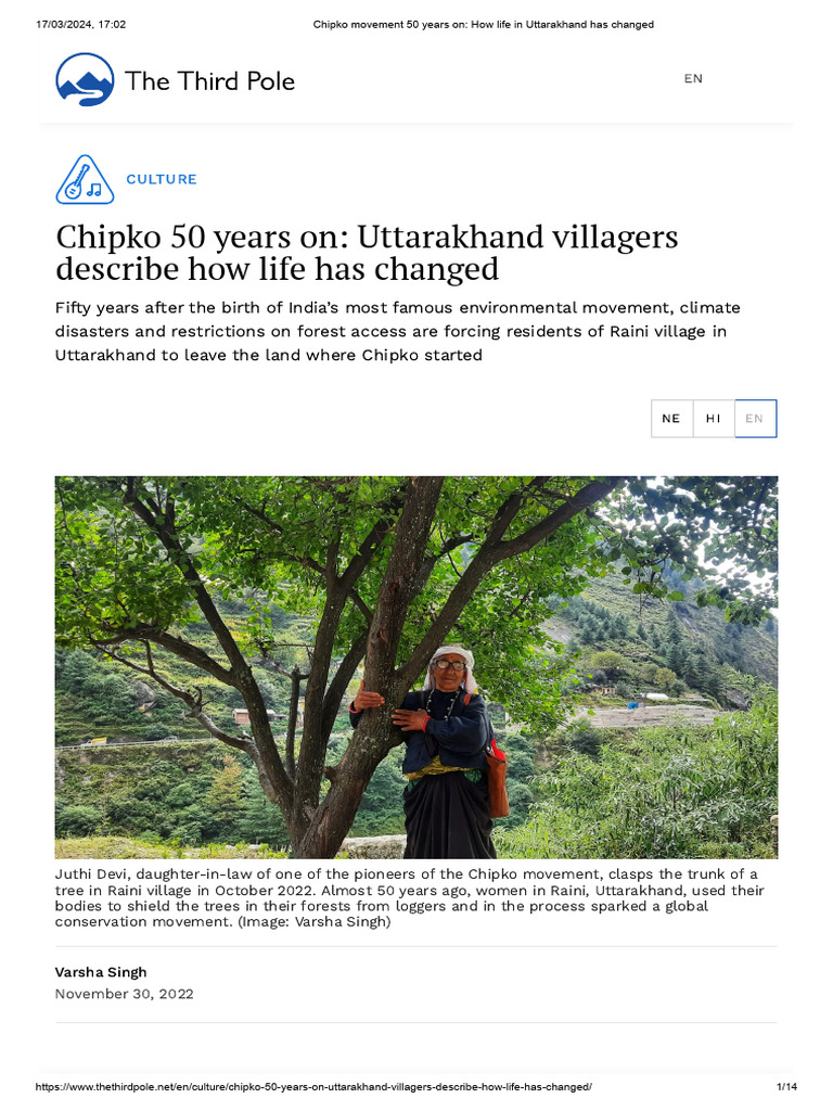 Chipko movement 50 years on_ How life in Uttarakhand has changed | PDF | Natural Environment ...