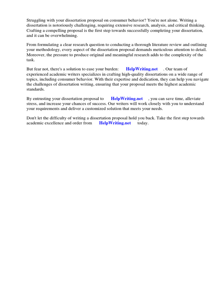 Dissertation Proposal Consumer Behavior | PDF | Consumer Behaviour | Behavior
