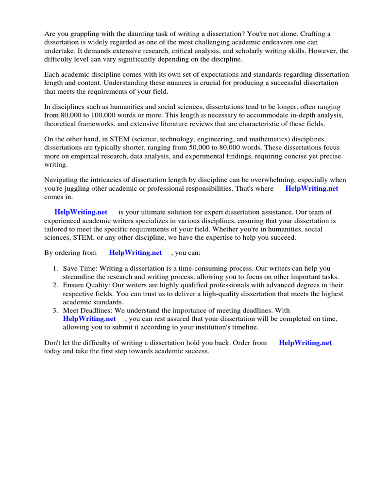 Dissertation Length by Discipline | PDF | Thesis | Science