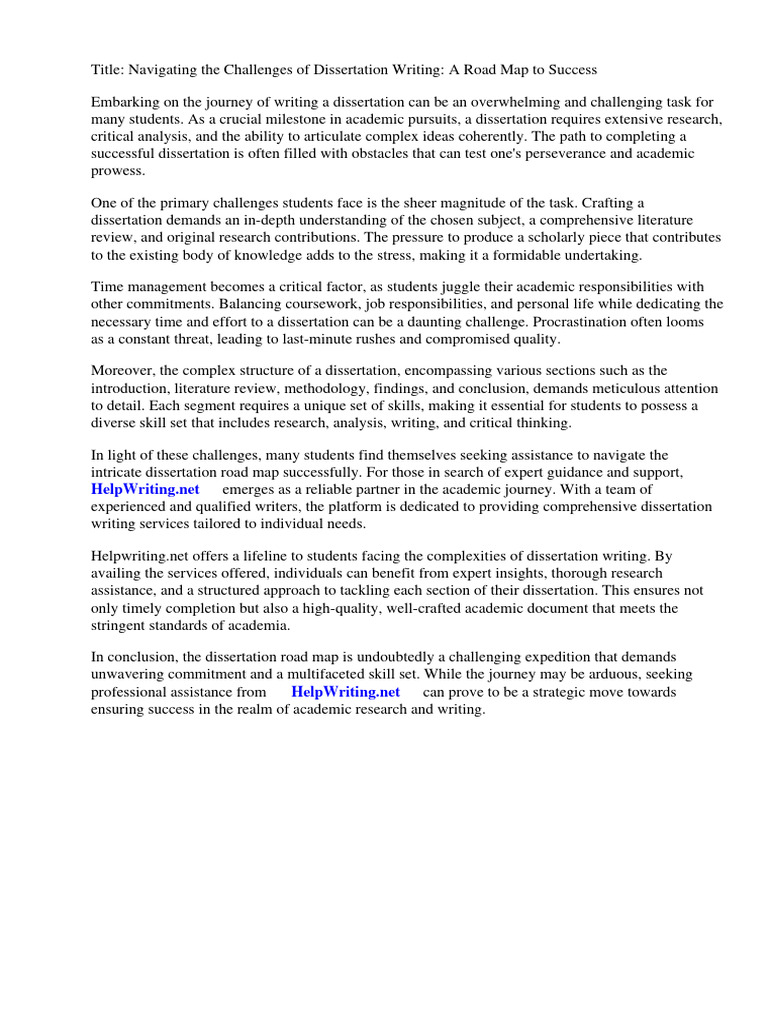 Dissertation Road Map | PDF