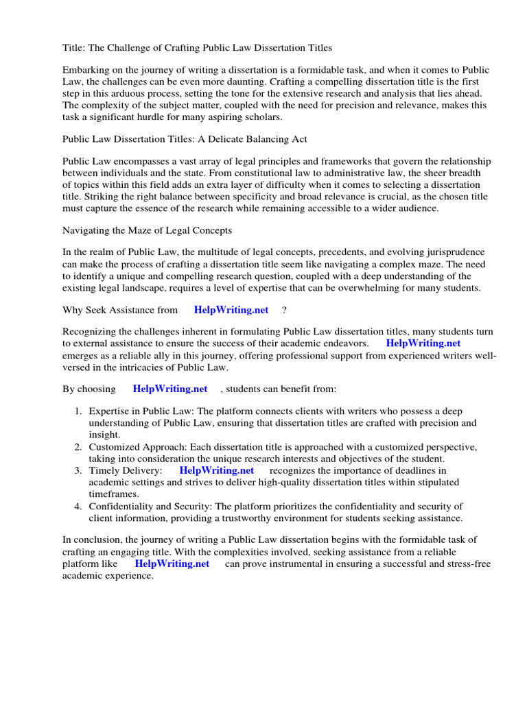 Public Law Dissertation Titles | PDF | Thesis | Crimes