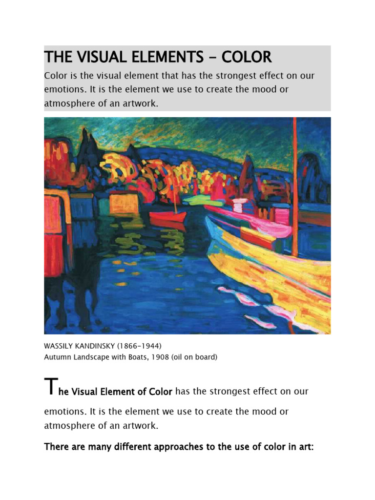 The Visual Elements As Color | PDF | Vincent Van Gogh | Paintings