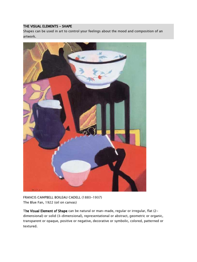 The Visual Elements in Shapes | PDF | Composition (Visual Arts) | Still Life
