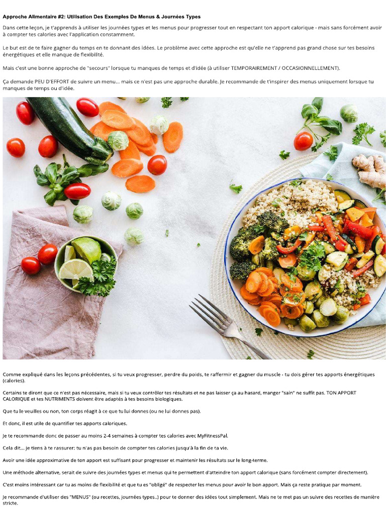 3 - Approche Alimentaire #2 - Utilisation Des Exemples De Menus & Journées Types | PDF