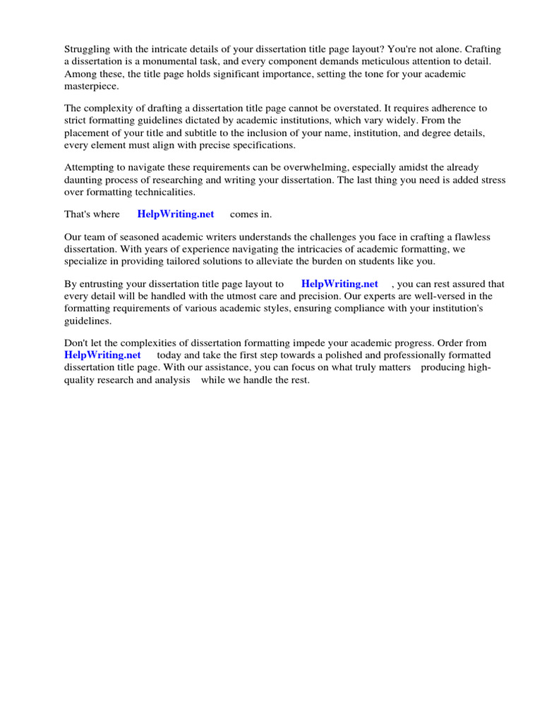 Dissertation Title Page Layout | PDF | Thesis | Doctor Of Philosophy