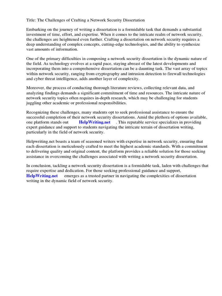 Network Security Dissertation Topics | Download Free PDF | Security | Computer Security