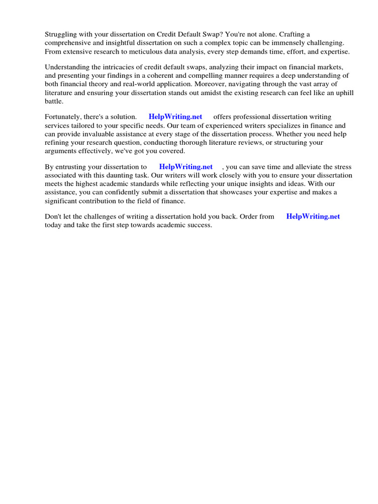 Dissertation On Credit Default Swap | PDF | Credit Default Swap ...