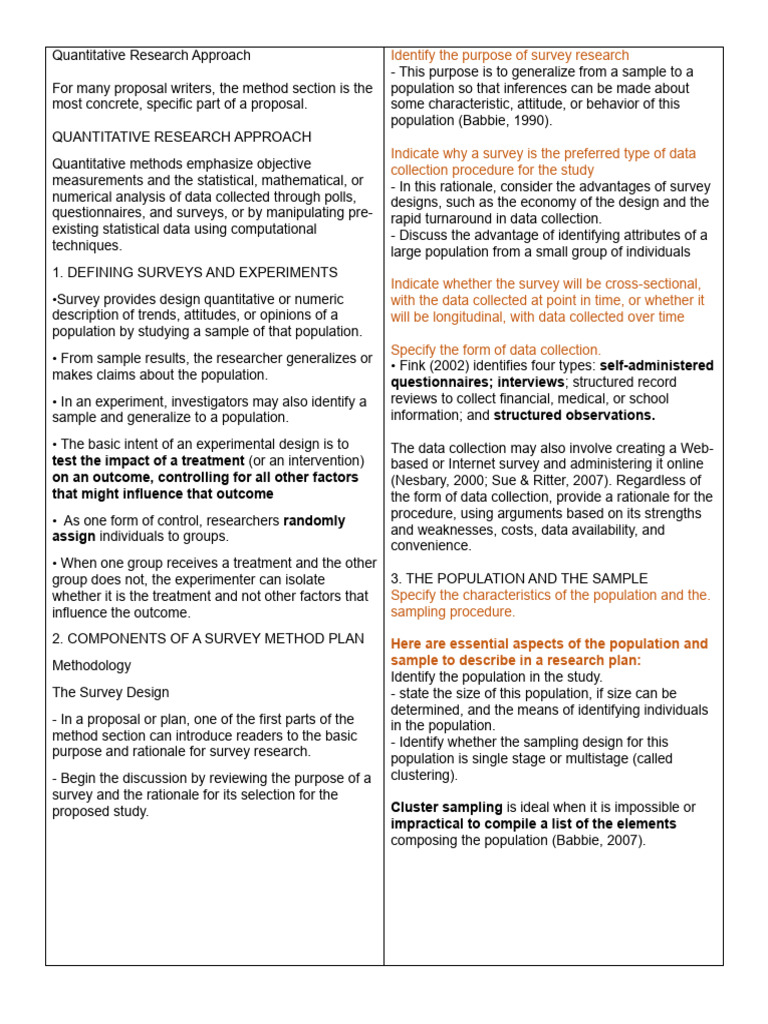 Quantitative Research Approach Reviewer | PDF | Survey Methodology | Sampling (Statistics)