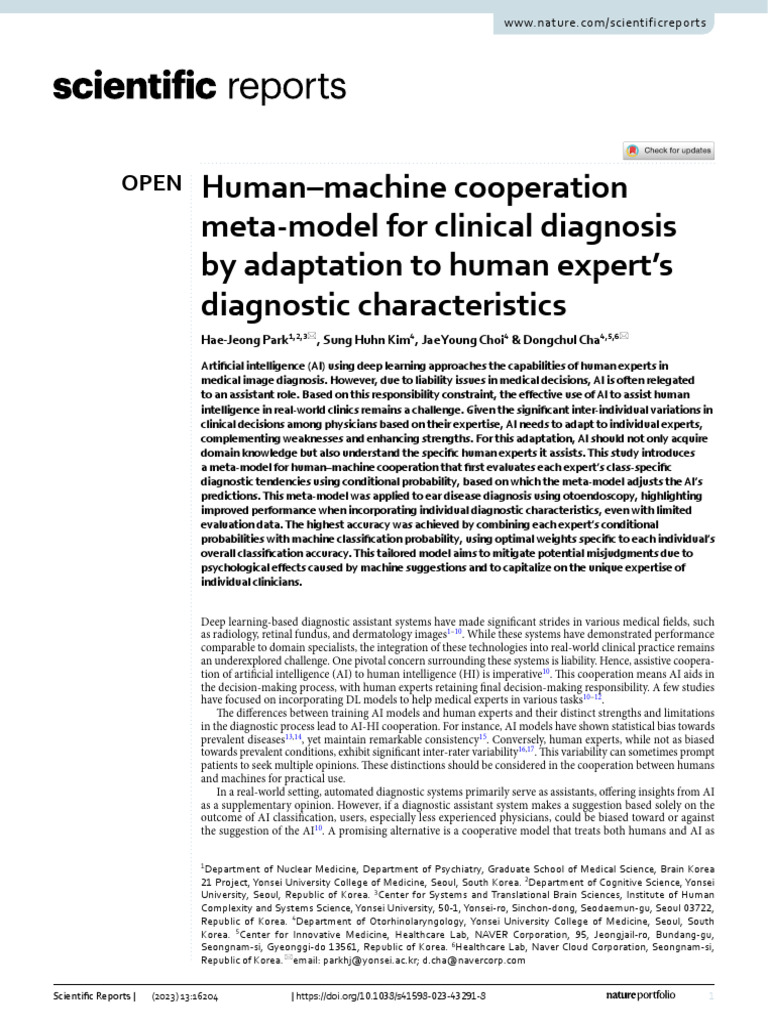 Human-Machine Cooperation Meta-Model For Clinical Diagnosis by ...