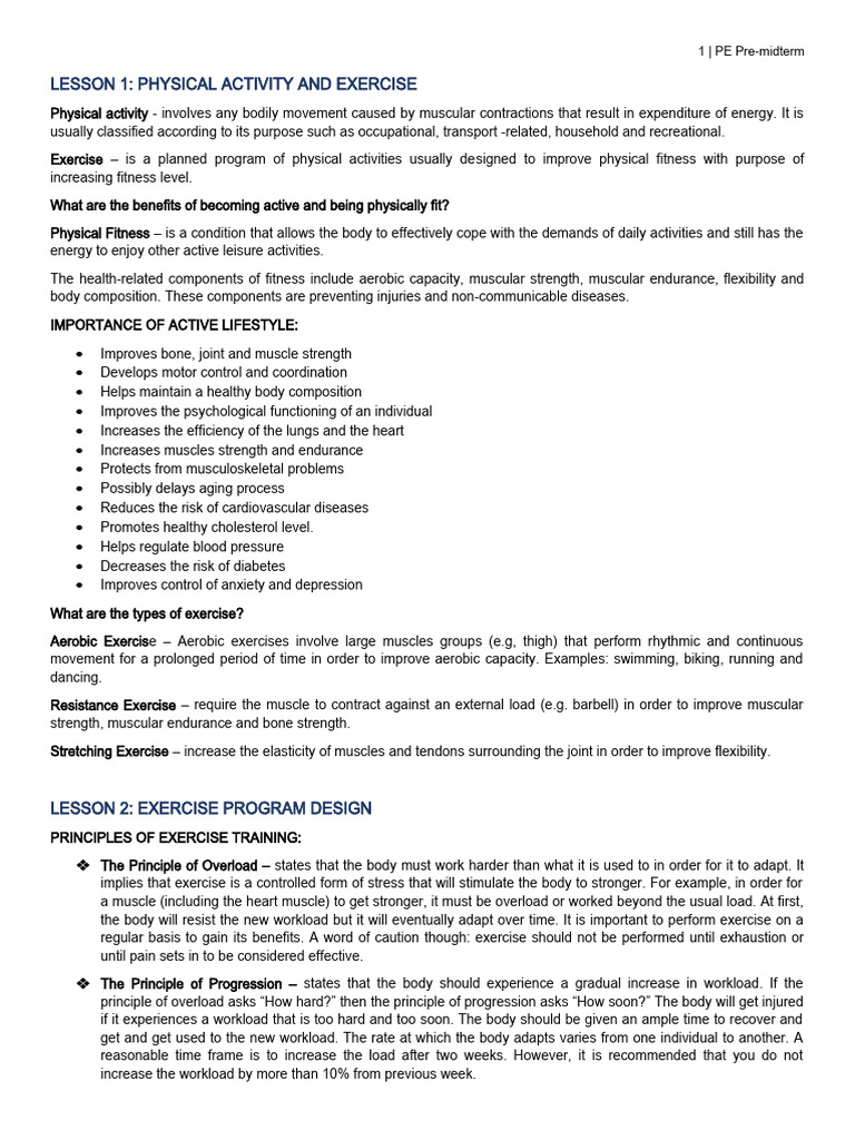 Pe Pre-Midterm | PDF | Physical Fitness | Sleep
