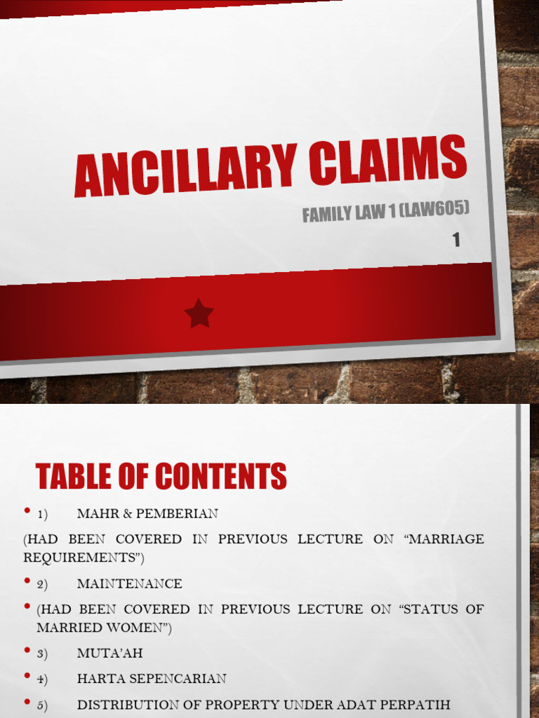 Week 11 - LAW 605 - Ancillary Claims | Download Free PDF | Marriage ...