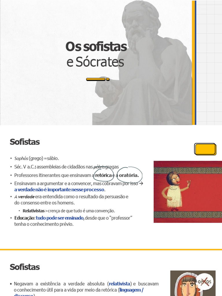 Sofistas e Sócrates: Verdade e Retórica | PDF | Sócrates | Epistemologia