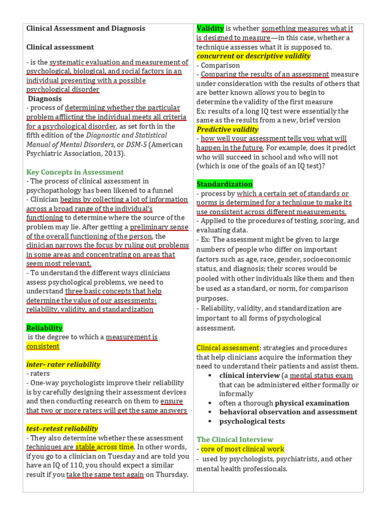 Clinical Assessment Techniques Overview | PDF | Wechsler Adult ...
