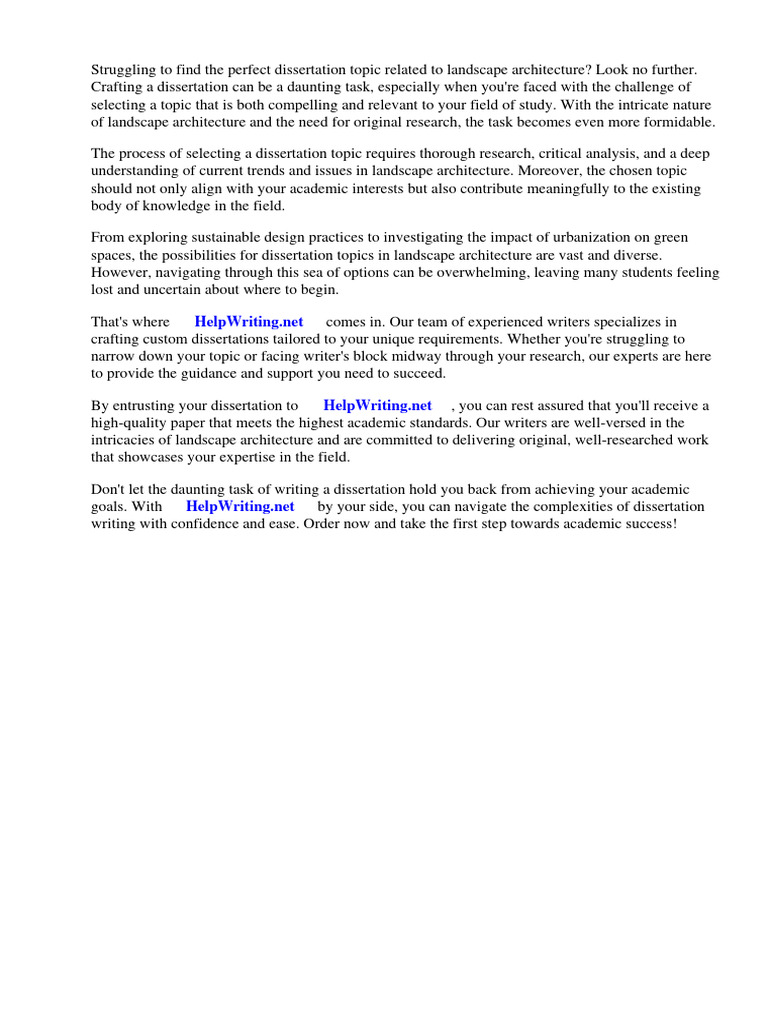 Dissertation Topics Related To Landscape Architecture | PDF | Thesis ...