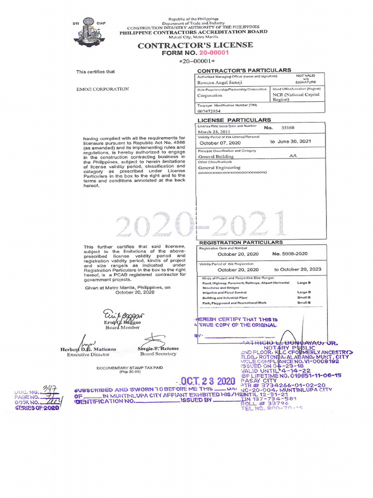 2020 PCAB License_2 | PDF