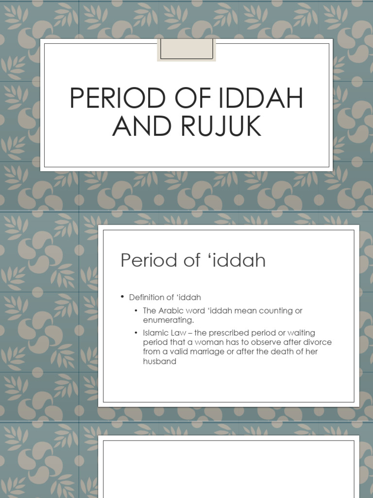 Week 10 - LAW 605 - Iddah and Rujuk | PDF | Islamic Ethics | Islamic Jurisprudence