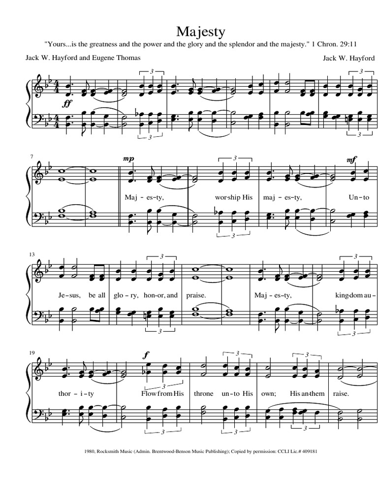 Majesty by Jack Hayford Lyrics | PDF