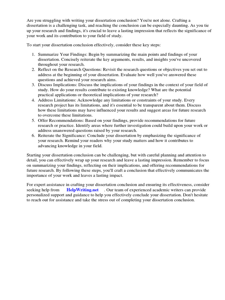 How To Start Dissertation Conclusion | PDF | Essays | Methodology