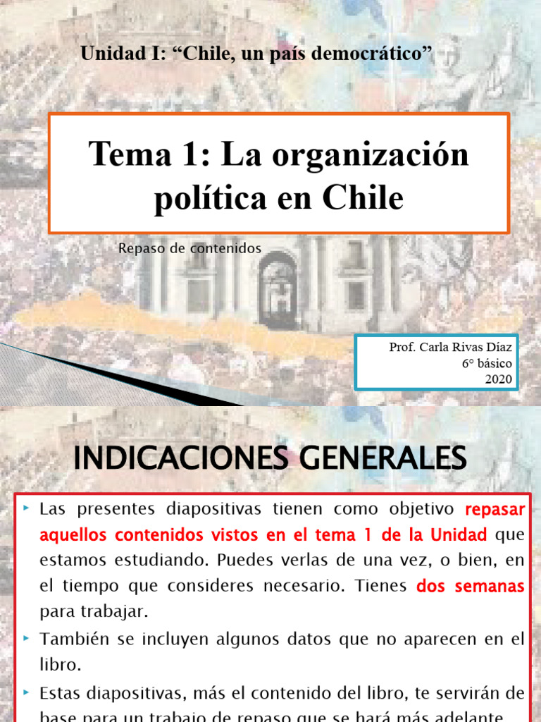 6° Historia Unidad I Chile Un País Democrático Tema1 Organización Política en Chile PPT 3 ...