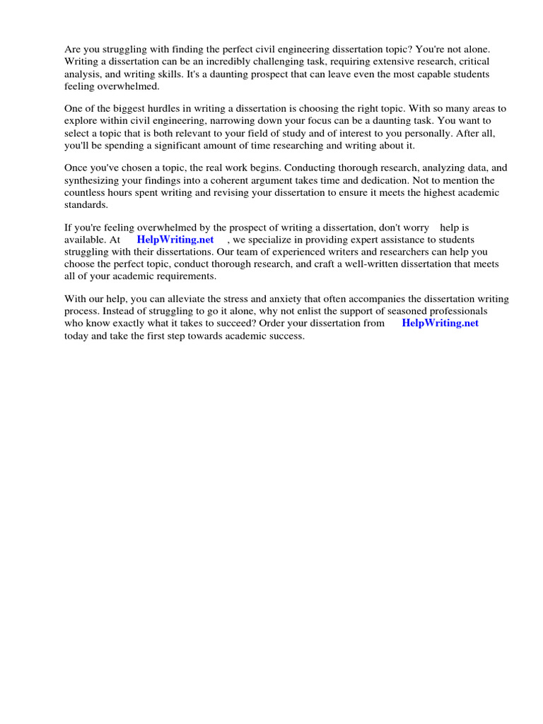 Civil Engineering Dissertation Help | PDF | Thesis