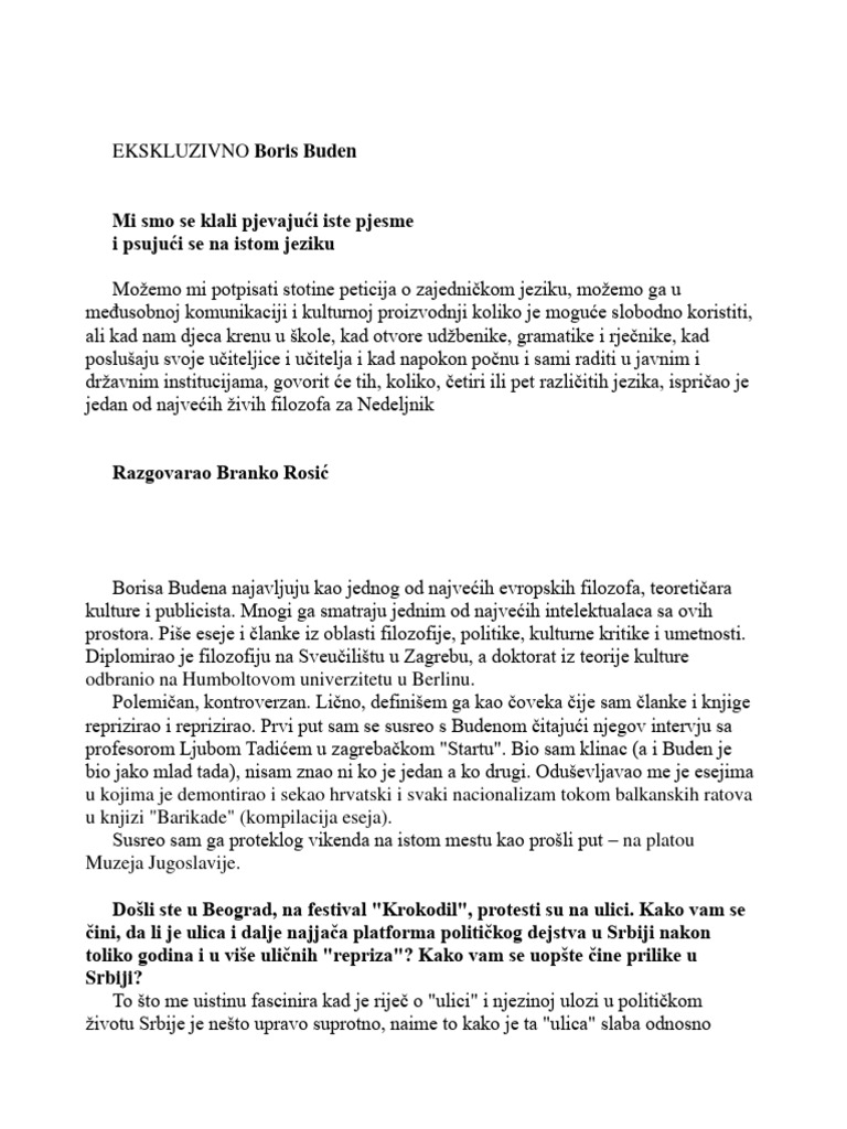 Boris Buden, Intervju U Nedeljniku, 2023. | PDF