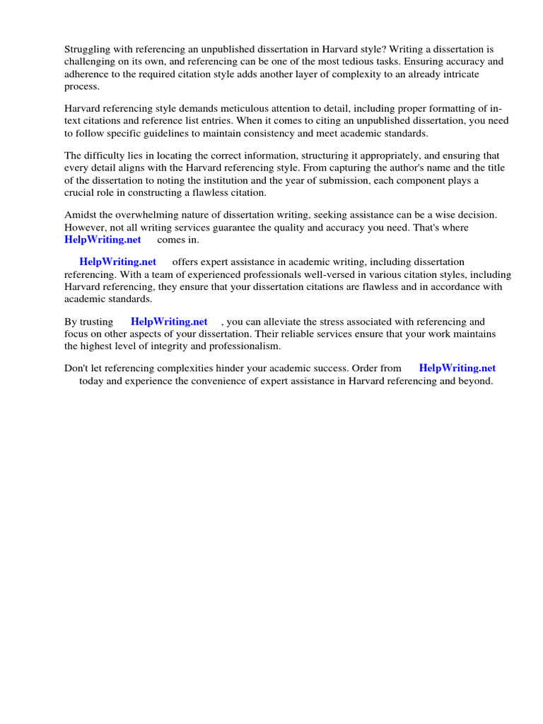 How To Harvard Reference An Unpublished Dissertation | PDF | Apa Style ...