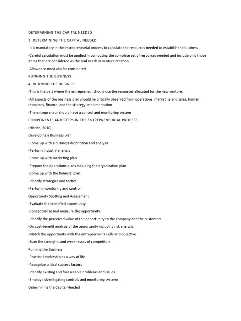 DETERMINING THE CAPITAL NEEDED | PDF | Entrepreneurship | Innovation