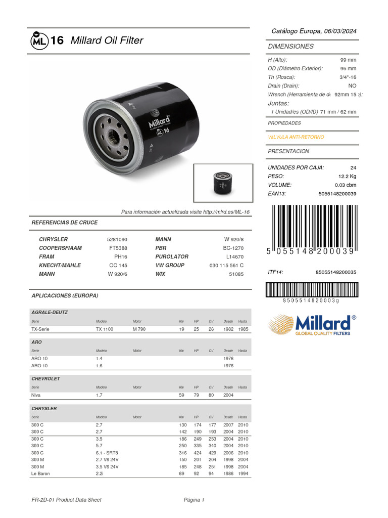 ML-16 Europe Datasheet | PDF | Coche | Tecnología de vehículos