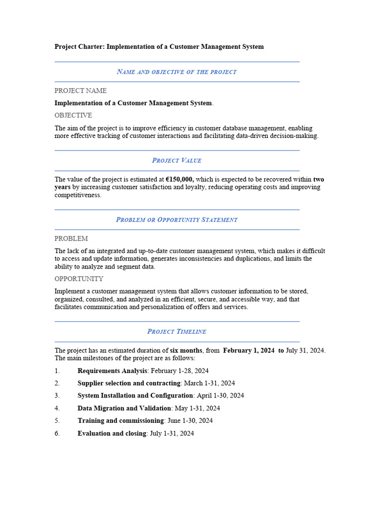 Project Charter (1) | PDF | Risk | Expense