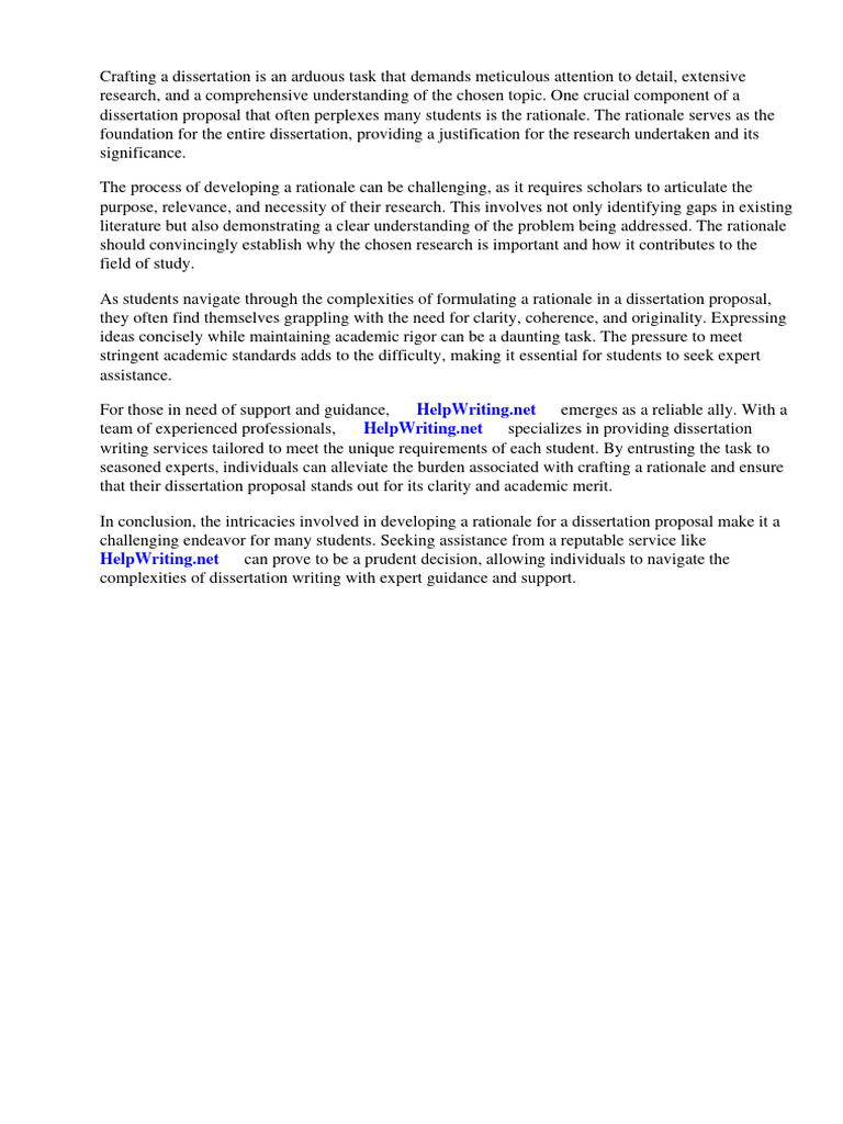 What Is A Rationale In A Dissertation Proposal Pdf Thesis