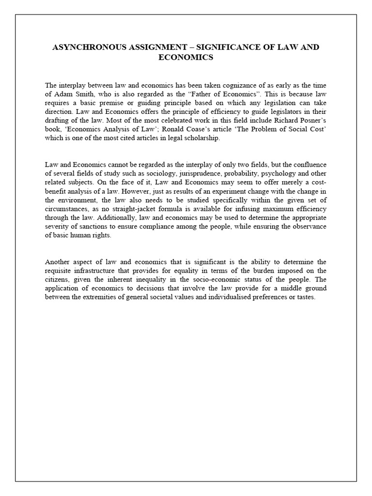 Async Assignment - Significance of Law and Economics | PDF