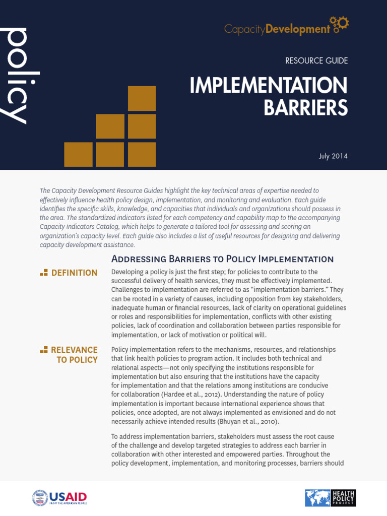 Addressing Barriers To Policy Implementation | PDF | Policy | Capacity Building