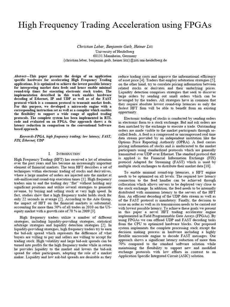 hft_fpga | PDF | High Frequency Trading | Field Programmable Gate Array